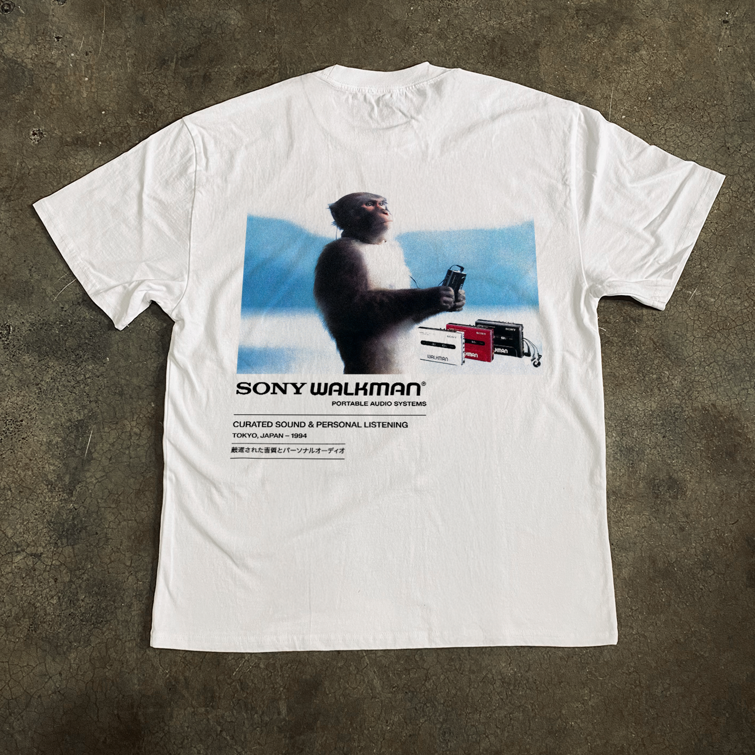 1988 Sony 'Meditating Monkey' White Heavyweight Faded Tee – AOCTW
