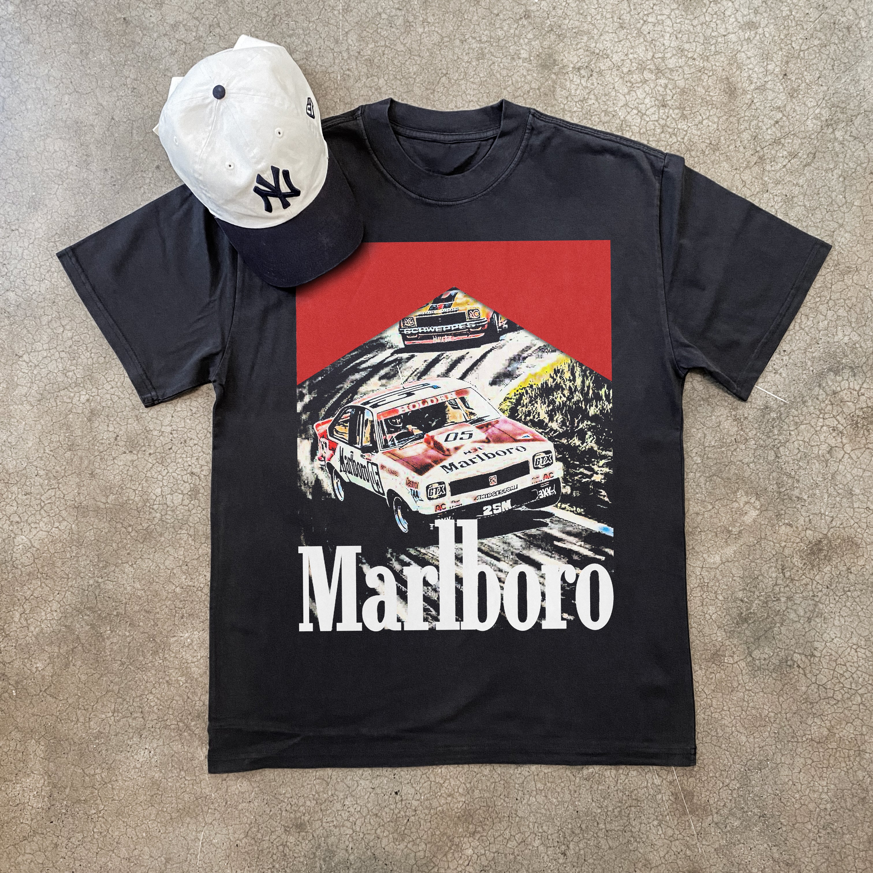 RALLY MALBORO RACING VINTAGE HEAVYWEIGHT BLACK T-SHIRT – AOCTW
