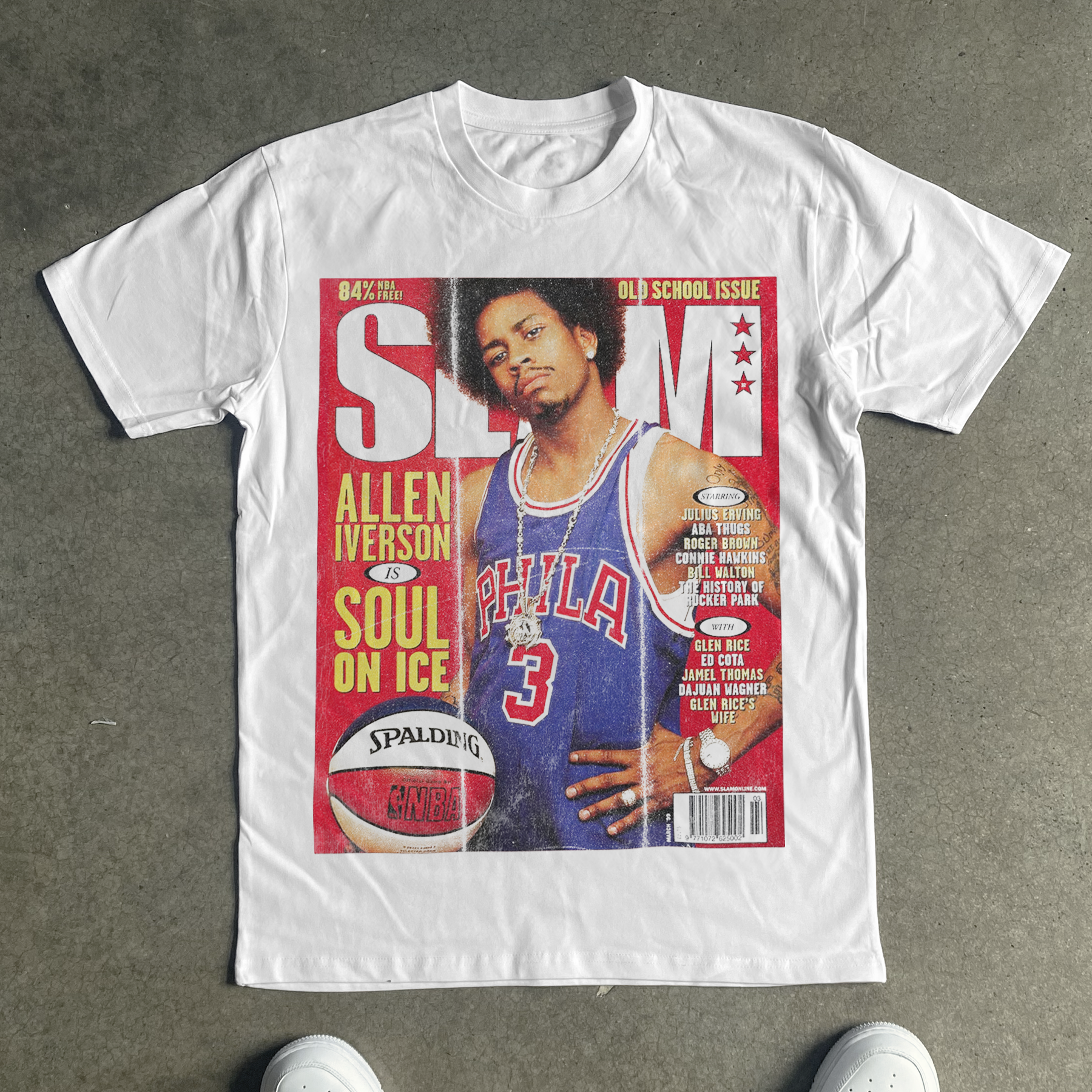 Allen Iverson 'Slam Magazine' March 99 Cover White Heavyweight T-Shirt ...