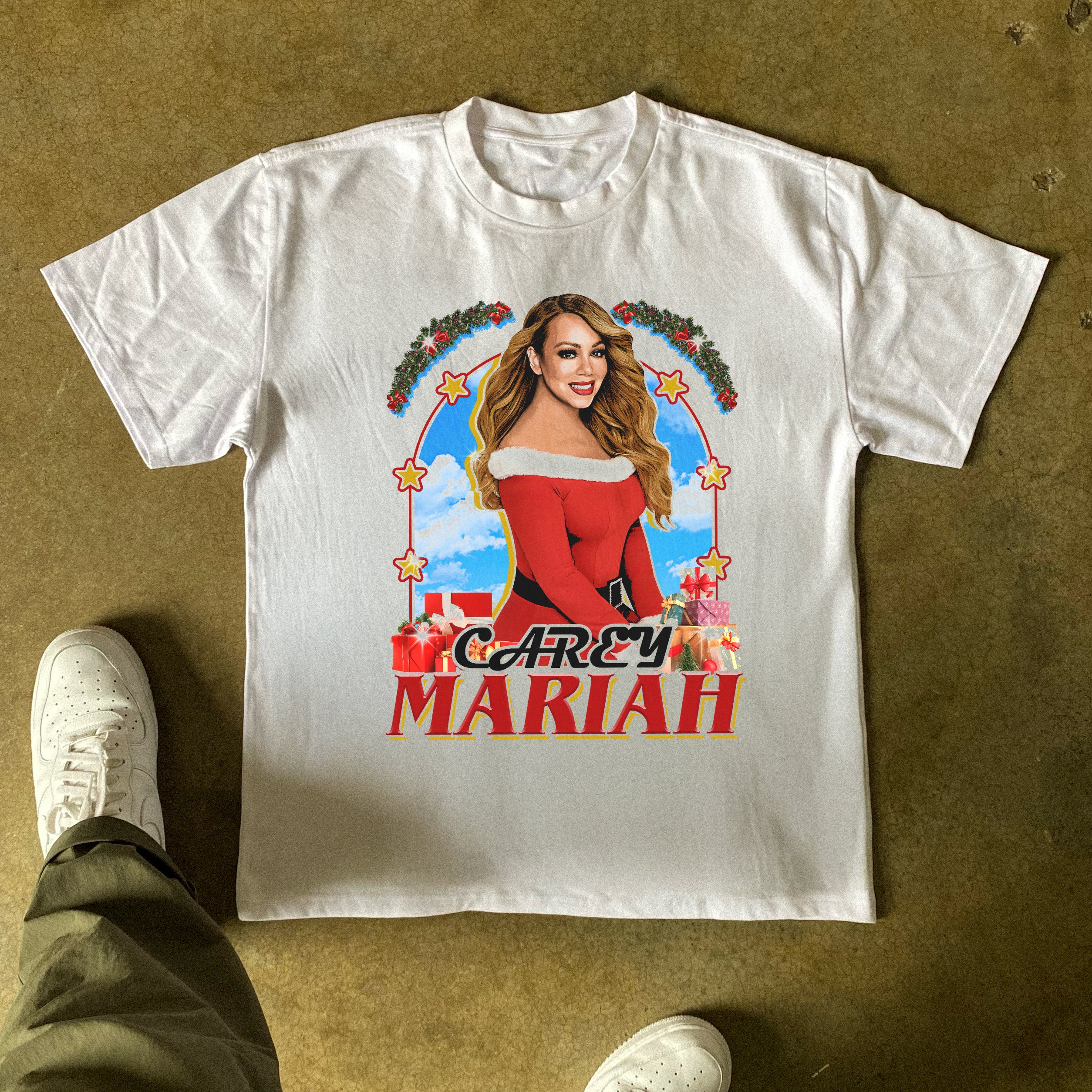 Mariah Christmas Time Heavyweight White T-Shirt – AOCTW