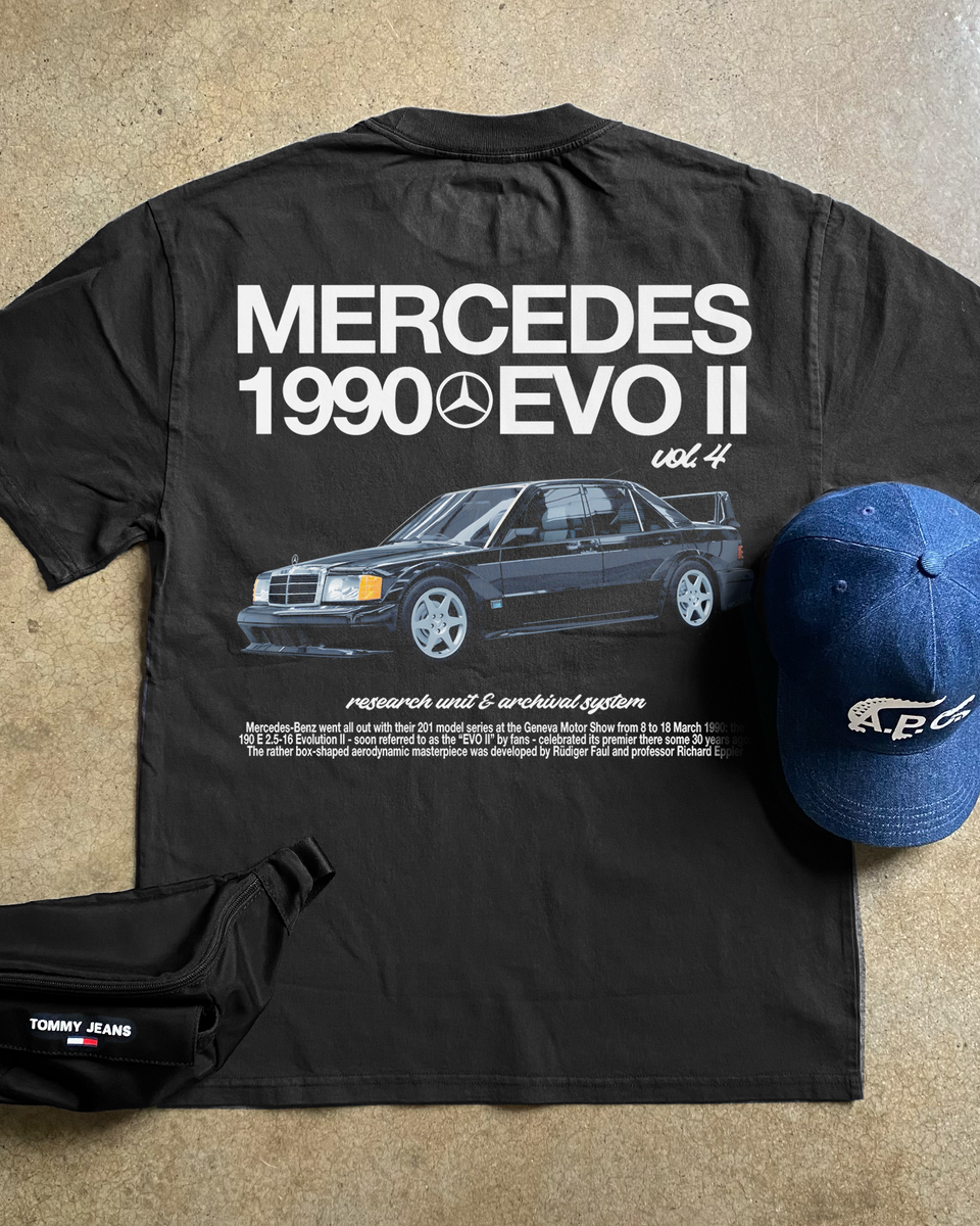 'Merc 1990 Evo II' Heavyweight Black T-Shirt – AOCTW
