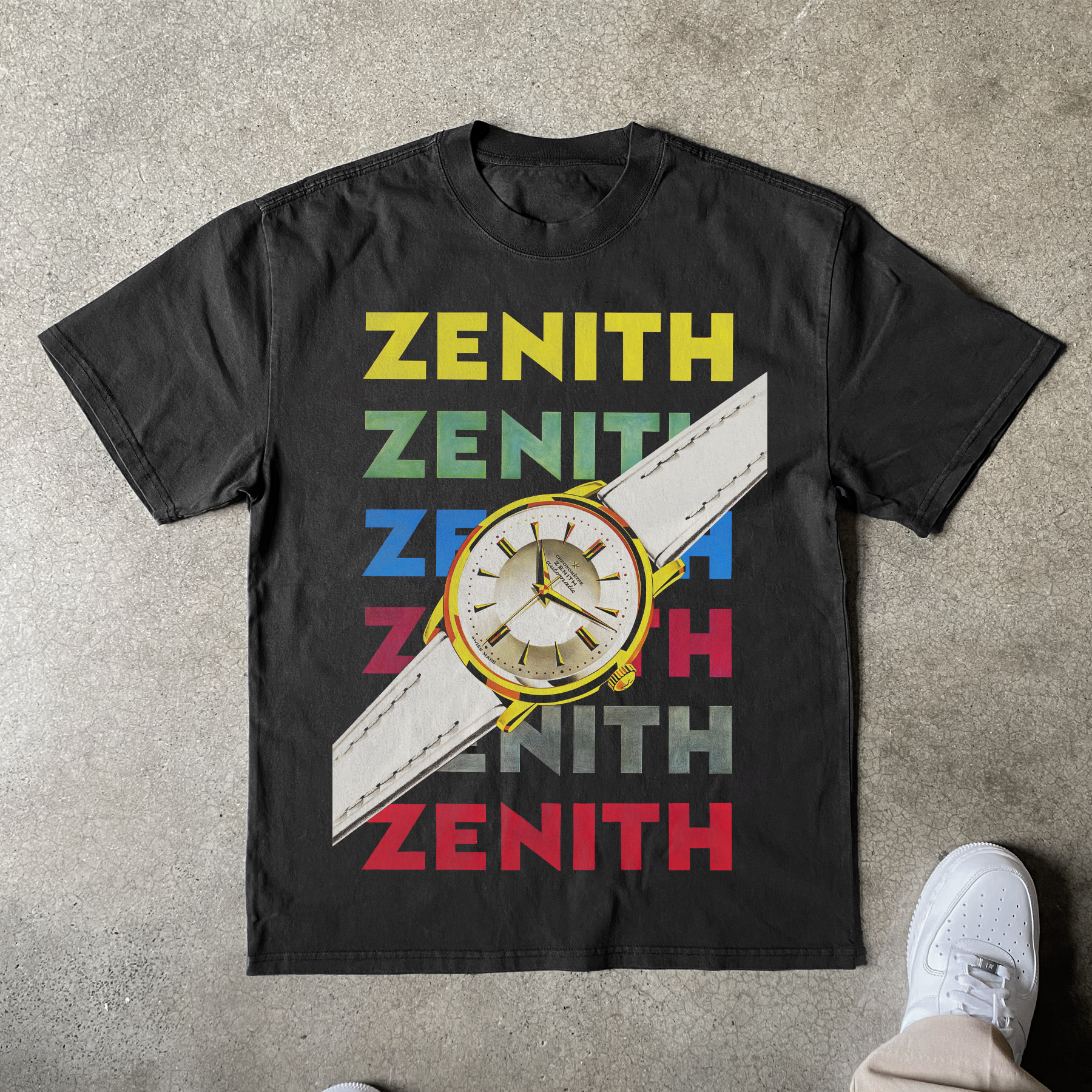 1956 'Zenith Watch' Poster Heavyweight Black T-Shirt – AOCTW