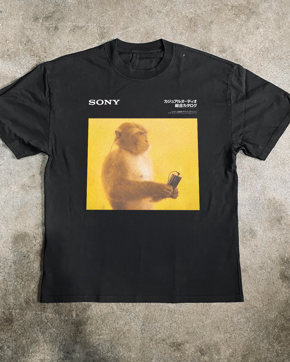 1988 Sony 'Meditating Monkey' Black Heavyweight Faded Tee – AOCTW