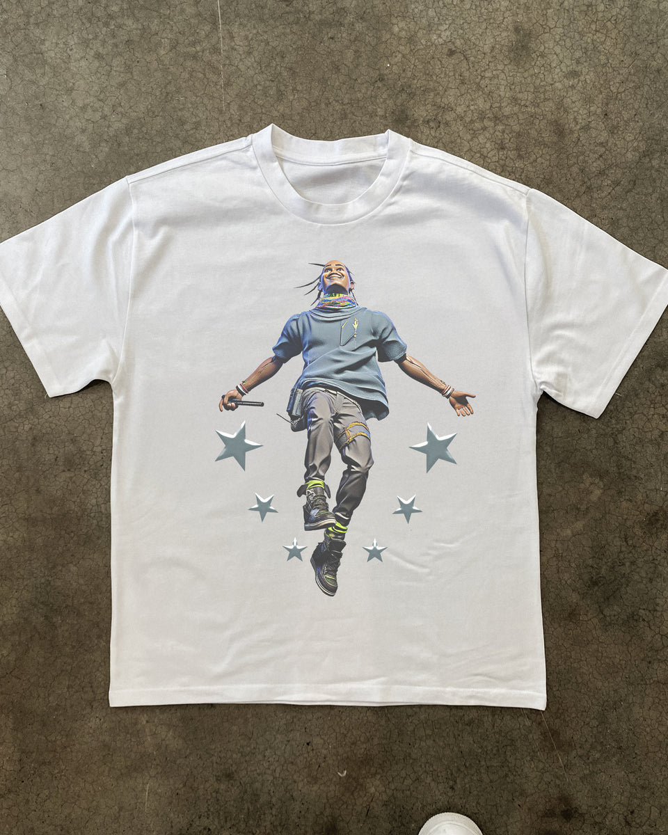 TRAVIS SCOTT ICONIC JUMP ACTION FIGURE TYLE HEAVYWEIGHT WHITE T-SHIRT ...